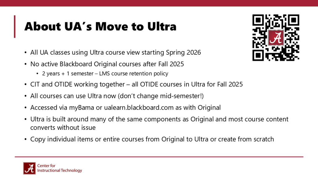 An Overview of UA’s Ultra Transition | Center for Instructional Technology